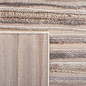 SAFAVIEH Lagoon Collection 8' x 10' Ivory / Brown LGN148B Distressed Non-Shedding Living Room Bedroom Dining Home Office Area Rug