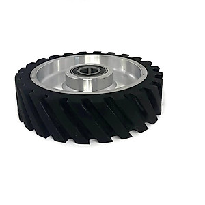 8 x 2" Belt Grinder Contact Wheel,Belt Sander Bearings Serrated Rubber Contact Wheels With 2 heavy Duty bearing 6205 RS