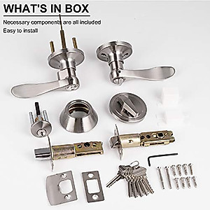 Knobonly Front Door Entry Lever Lockset and Single Cylinder Deadbolt Combination Set, Satin Nickel - (2 Pack) - All Keyed Alike(Same Keys)