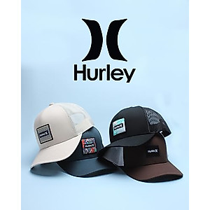 Hurley Men's Caps - Fairway Trucker Mesh Panel Baseball Cap Trucker Hat - Snap Back Hats for Men, Size One Size, Obsidian