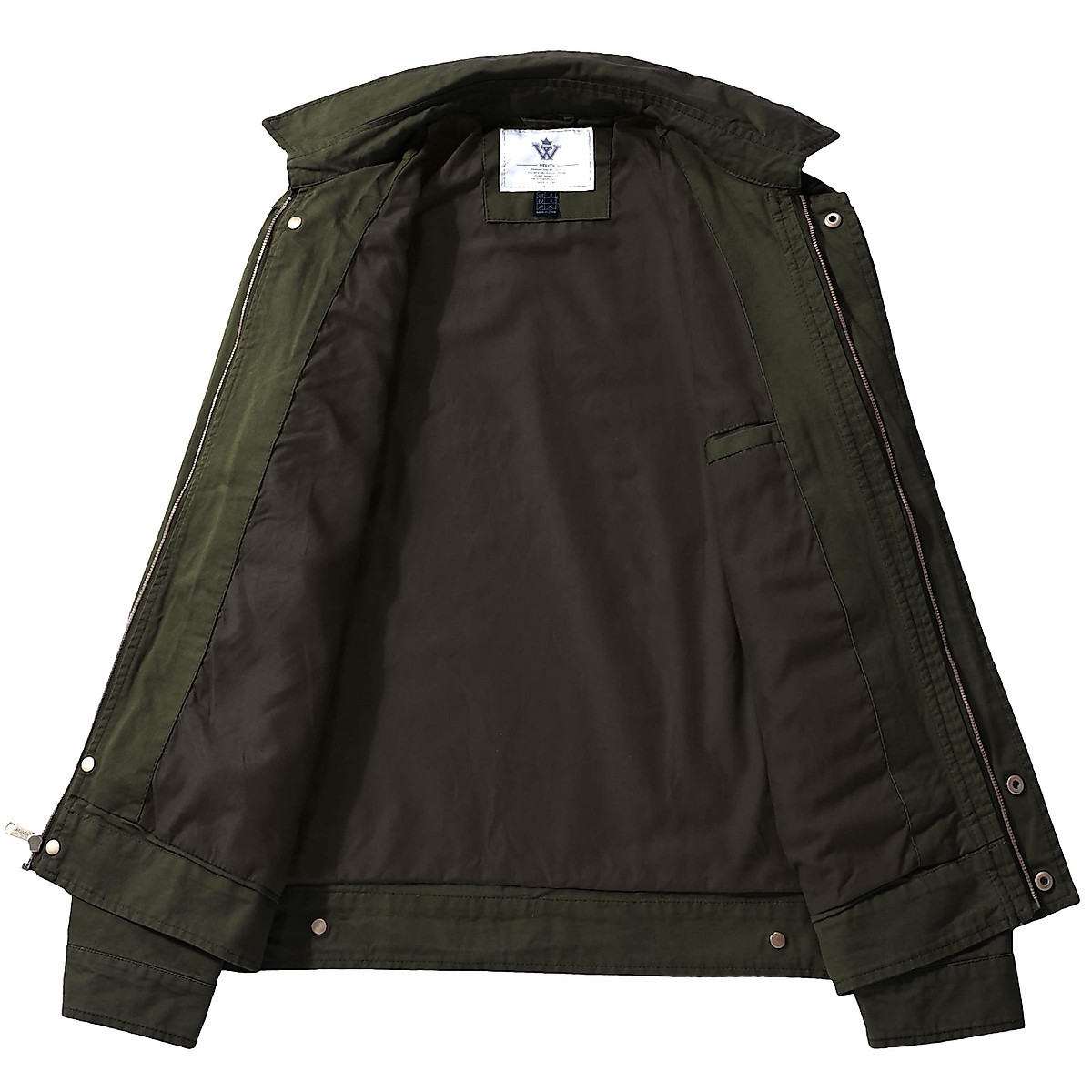 WenVen Men's Casual Cotton Light Jacket Military Barn Coat (Army Green, M)