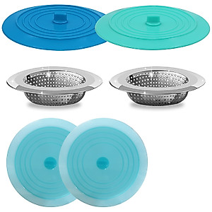 V-TOP 2 Pack Tub Stopper + 4 Pack Sink Strainer Stopper Kit
