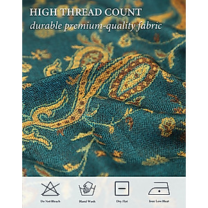 Achillea Soft Silky Reversible Paisley Pashmina Shawl Wrap Scarf w/Fringes (Dark Seagreen)