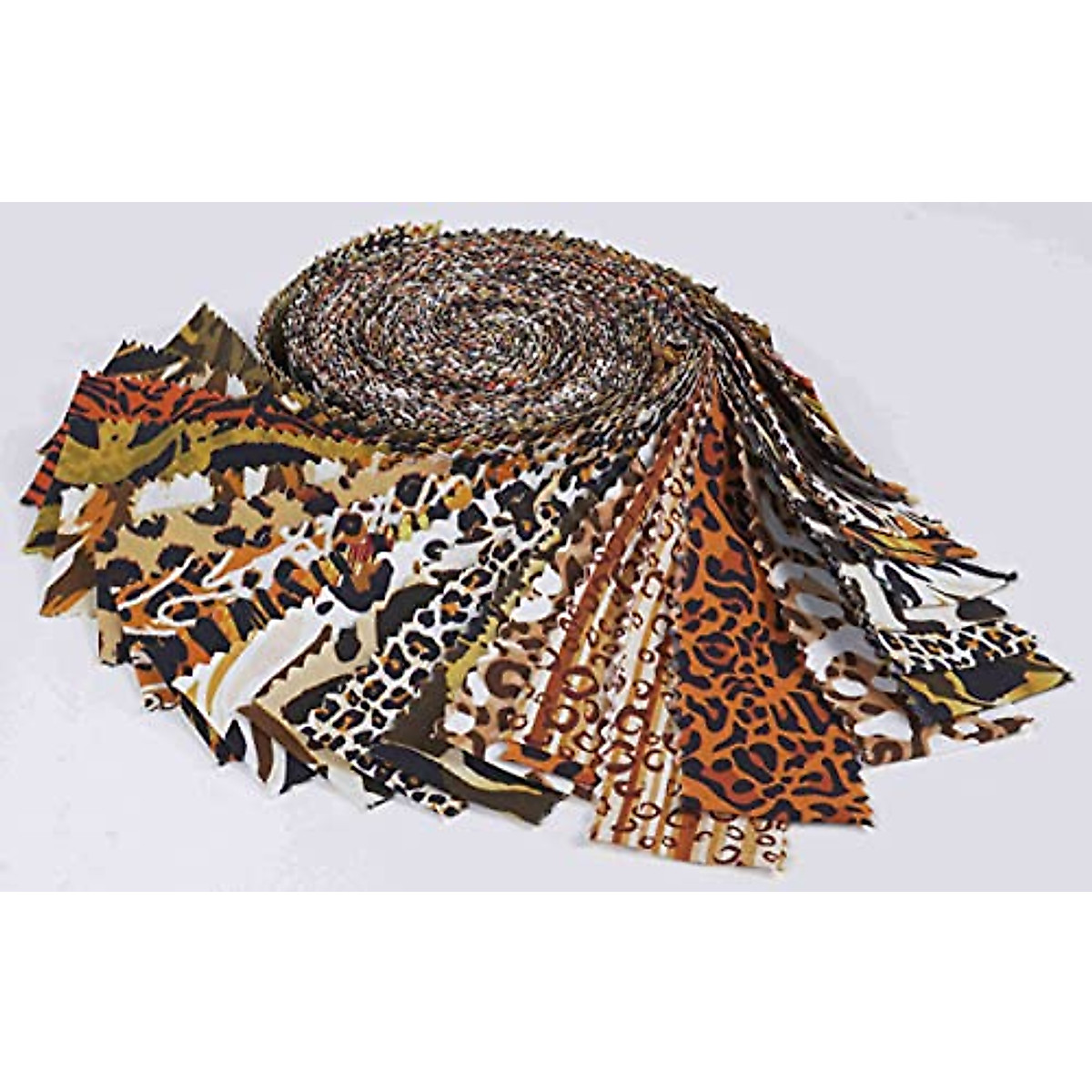 Soimoi 40Pcs Floral Artistic Print Precut Fabrics Strips Roll Up 1.5x42inches Cotton Jelly Rolls for Quilting - Brown