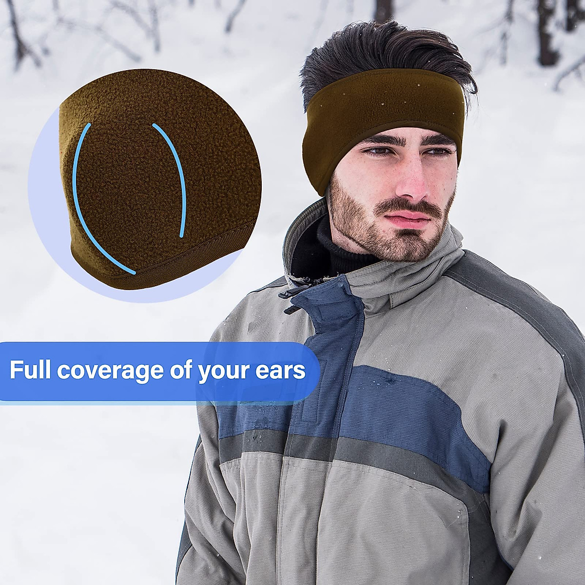Janinka 11 Pieces Ear Warmers Headband Fleece Ear Covers Winter Running Ear Muffs Headband for Cold Weather Women Men