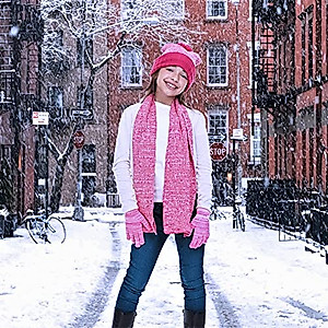 Swak Girls Hat,Scarf & Glove Set-Kids Cold Weather Winter Accessories-Childrens 3 Pc Beanie set-Big Girls Hat Scarves & Glove