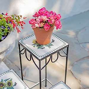 Zaer Ltd. “Marisol” Set of 3 Square Nesting Iron Mosaic Plant Stands