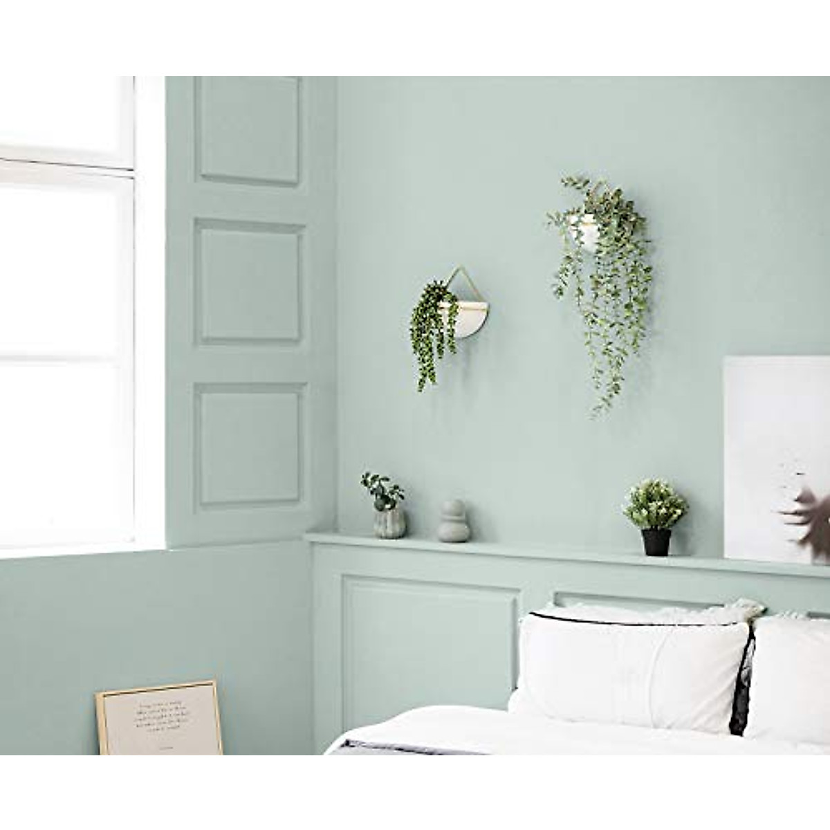 Mkono Ceramic Hanging Planter Geometric Wall Decor, Set of 2 Modern Wall Planter with Metal Plant Hanger Wall Mounted Plant Pot for Succulent Air Plant Herb Faux Plant Indoor Home Garden Decor, Gold