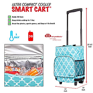 dbest products Ultra Compact Cooler Smart Cart, Moroccan Tile Insulated Collapsible Rolling Tailgate BBQ Beach Summer