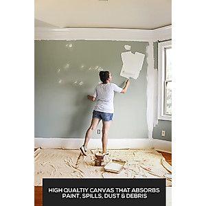 Textila Canvas Drop Cloth for Painting (Size 6x9 Feet - Pack of 2) Painters Drop Cloth for Painting, Furniture, Crutains & Floor Protection - All Purpose Thick Canvas tarp with Double Stitched Edges