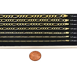 Yellow Gold Figaro Chain Real Solid 14k 16" to 24", 2.5mm (22)