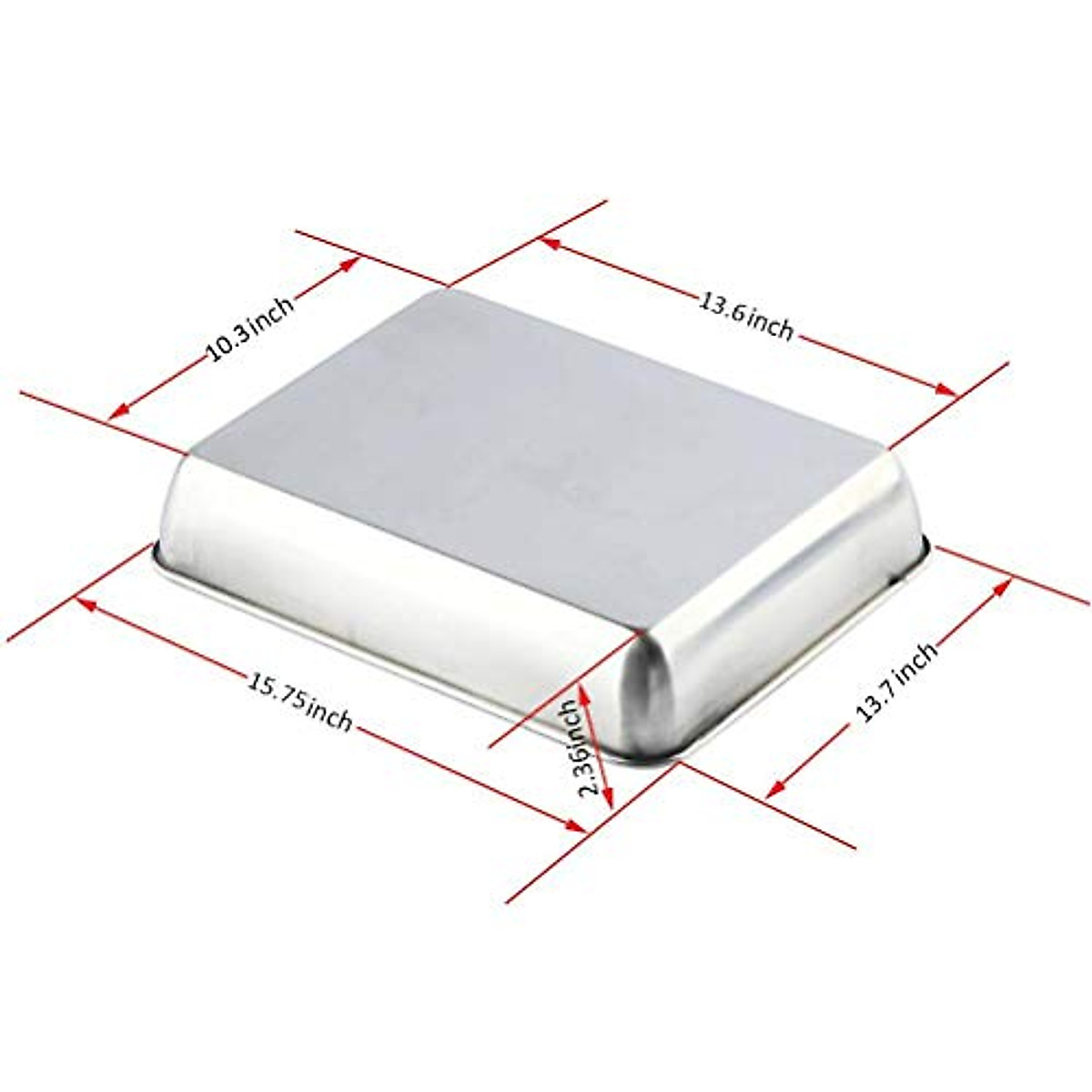 Sheet Pan,Cookie Sheet,Heavy Duty Stainless Steel Baking Pans,Toaster Oven Pan,Jelly Roll Pan,Barbeque Grill Pan,Deep Edge,Superior Mirror Finish, Dishwasher Safe (16.2x12.6x2.4 inch)