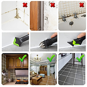 Caulking Tool 5 in 1 Silicone Caulking Grout Removal Tool Sealant Finishing Tool with Grout Scraper, 6 Exchange Silicone Pads, Adhesive Residue Scraper Seam Repair Tool Kit for Kitchen Bathroom