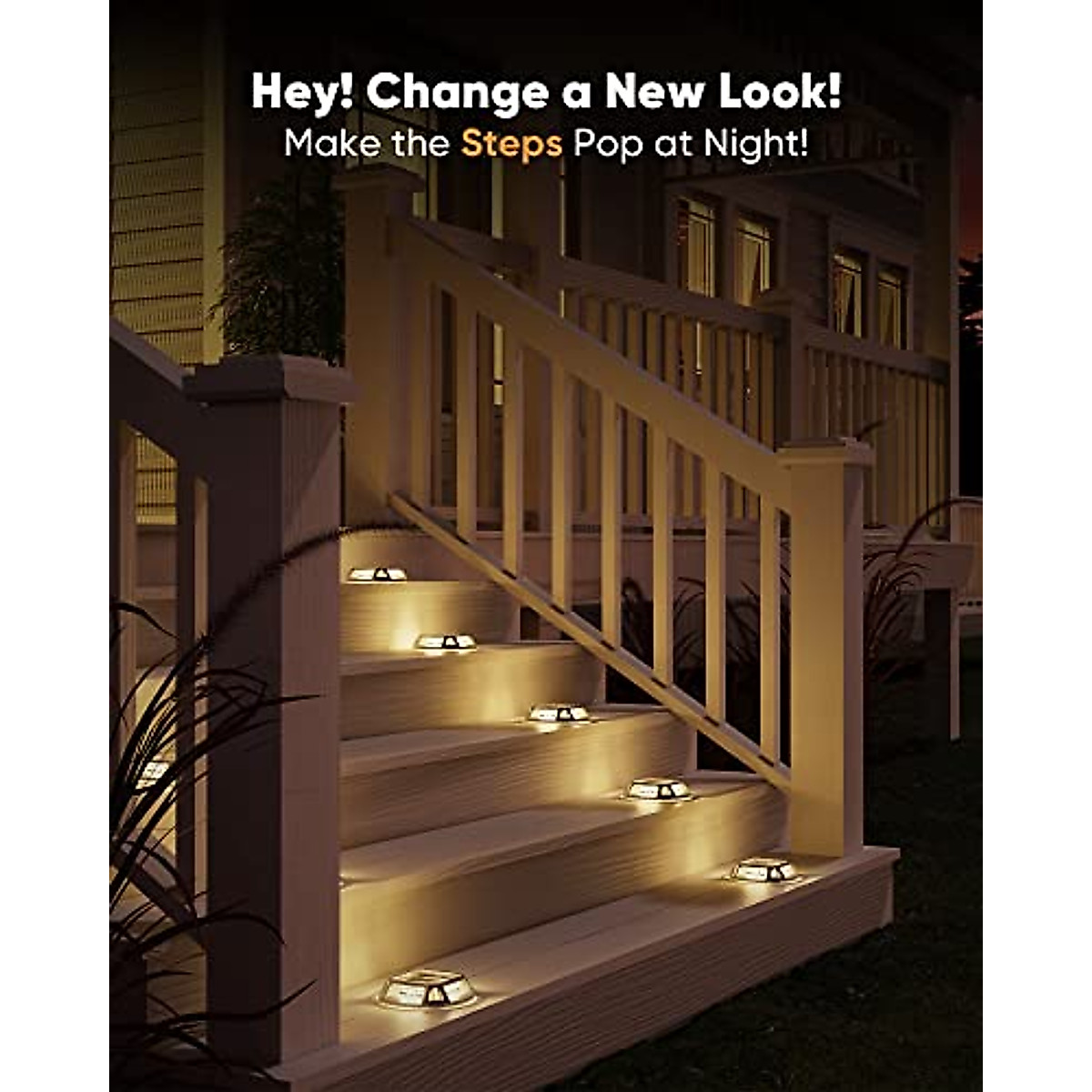 JACKYLED Solar Dock Lights Outdoor, 12-Pack Solar Driveway Lights Bright 12 LED Solar Powered Dock Lights, IP68 Waterproof Driveway Marker for Sidewalk Steps Stairs Garden Patio (3000K Warm White)