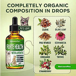 Natural Herbal Supplement for Dog and Cat - Cranberry, Oregano, Echinacea for Dogs and Cats Too - Organic Dog Supplement and Cat Supplement - Drops for General Strengthening - 1200 Drops 2 Oz