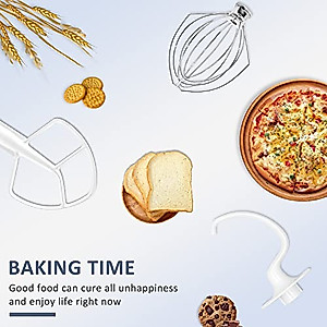 Mixer Aid Attachments Including K5AB Coated Flat Beater&K5ADH Dough Hook for Kitchen Stand Mixer&K5AWW Wire Whip Perfect for 5 Quart Kitchen Mixers Aid Attachments by MIFLUS