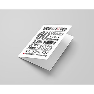Katie Doodle 60th Birthday Card - Super Cute 60th Birthday Gifts for Women, 60th Birthday Decorations Women, 60th Birthday Decorations for Men, Table Decor - Includes 60 Years Loved Card & Envelope