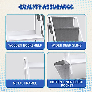 Kids Bookshelf and Toy Storage Organizer, Kids Bookcase, Nursery Book Shelves, Montessori Toddler Bookshelf for Kids, 3-Tier Wooden Kids Bookcase, Children's Bookcase Display for Playroom, Bedroom