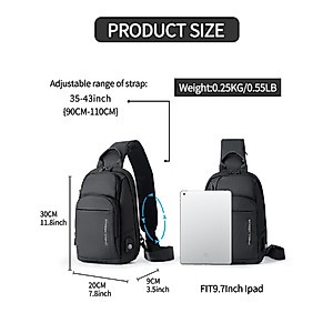 VGOCO Black Sling Bag for Men,Mens Crossbody Bag Hiking Sling Backpack Small Waterproof Anti Theft Shoulder Bag for Women One Strap Backpack Tactical Chest Bag Travel Casual Daypack