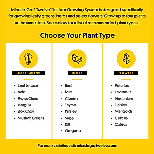 Miracle-Gro Twelve Indoor Growing System, Side Table with LED Grow Light for Year Round Gardening, Planter For Leafy Greens, Herbs & Flowers