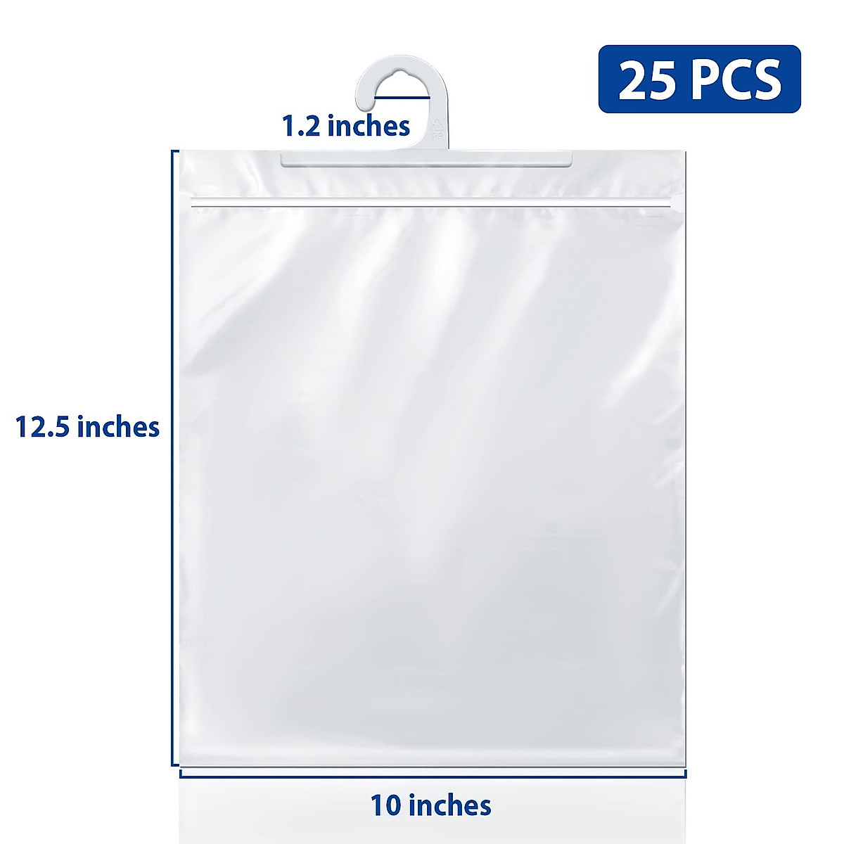 Hanging Storage Bags 24 Pack, Large Hook 10 x 12.5-inch Clear Plastic Bags for Classroom, Library and Pharmacy Use