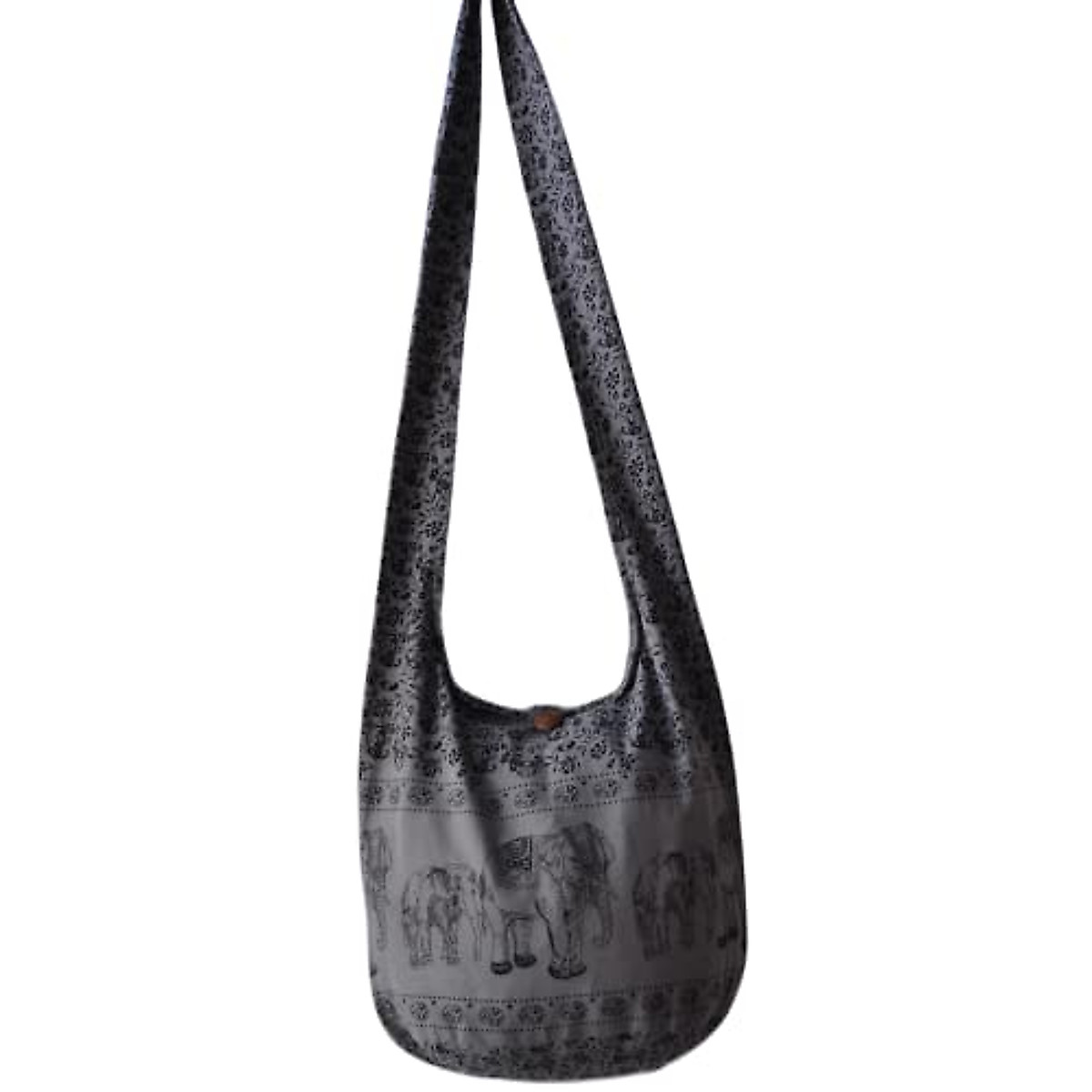 Siam trendy Elephant Cross body Purse with inside Phone Pocket Soft Shoulder Strap Handmade Bohemian Boho Hobo Hippie (GRAY)