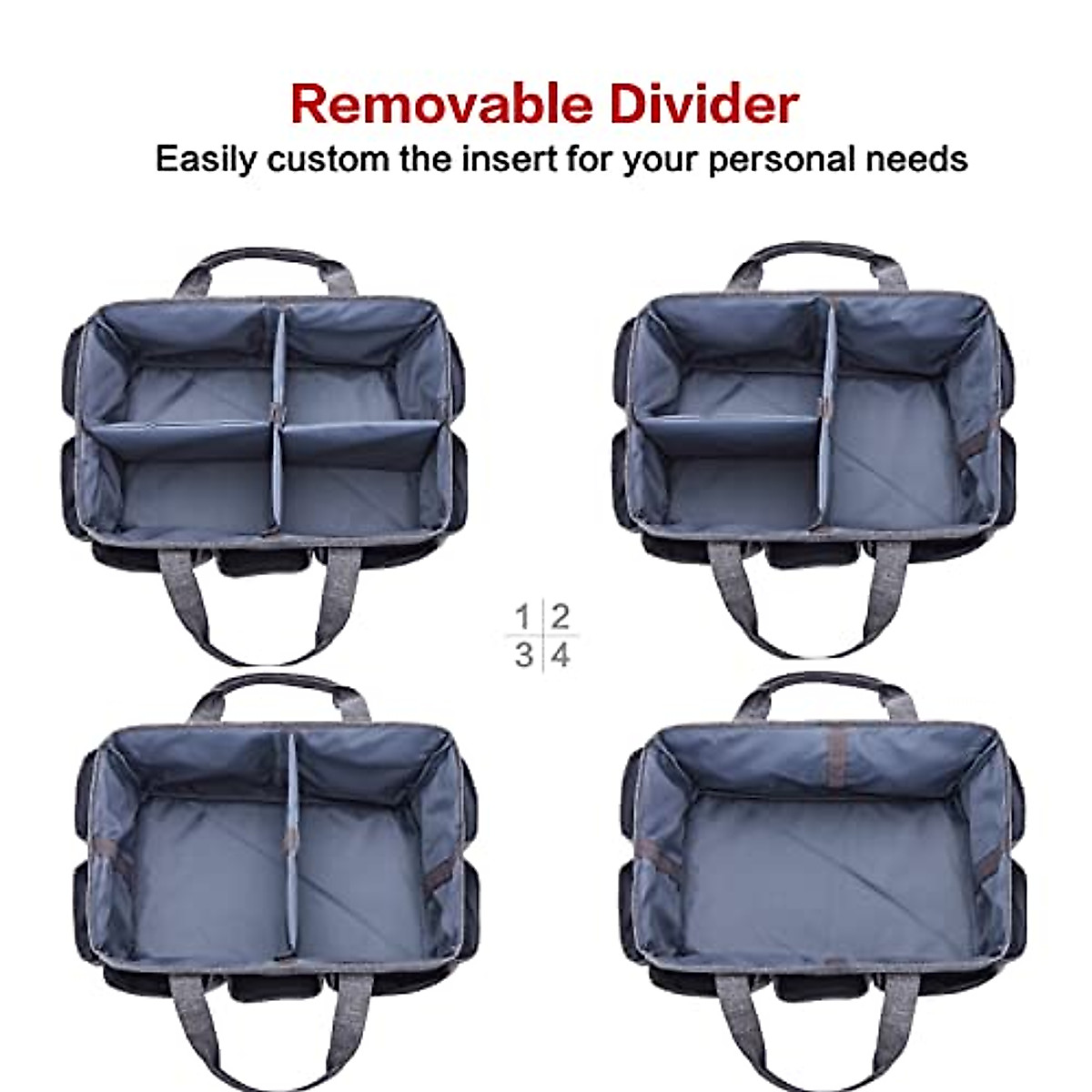 HOMEST Craft Organizer Tote Bag with Multiple Pockets, Storage Art Caddy for Scrapbooking, Crafts Supply Carrier for Tool, Gray…