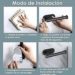 Naroote Toilet Paper Roll Holder Black Stainless Steel Compact Toilet Paper Towel Holder with Adhesive Hook Hotel