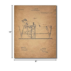 Workout Patent Prints - Set Of 4 Gym Decor Wall Art Photos - Weight Lifting Exercise Treadmill