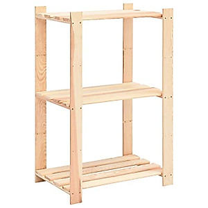 BIGBARLEY Shelving Unit, Storage Organizer for Home, Garage, Basement, Shed and Laundry Room, 3-Tier Storage Rack 23.6"x15"x35.4" Solid Pinewood 330.7 lb