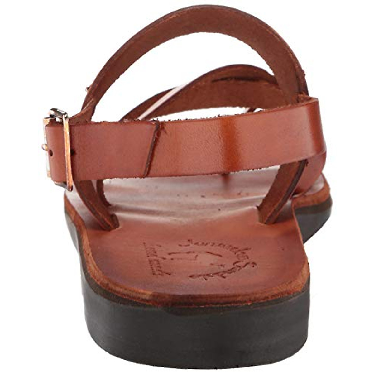 Amos - Leather Ankle Strap Flat Sandal - Honey