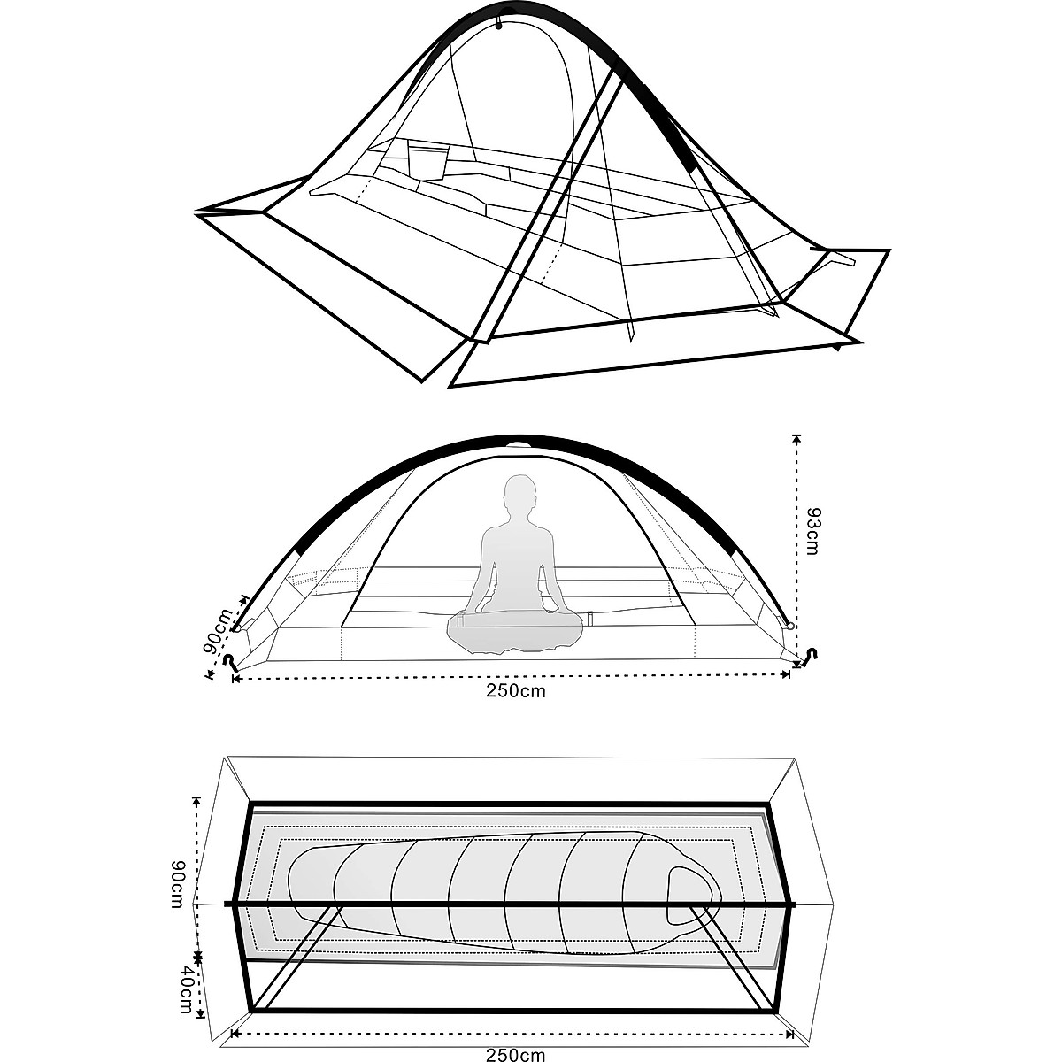 camppal 1 Person Tent Backpacking Camping Hiking Trekking Hunting Mountain Tent Super Lightweight and Waterproof & Windproof 4 Seasons Single (Green) - MT051