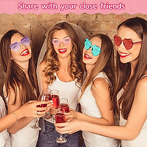 50 Pairs Heart Shaped Rimless Sunglasses Bulk Transparent Colored Love Glasses Frameless Eyewear Party Favor Women Kid Adult(Multicolored)