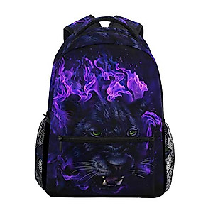 Panther Head In Flames Backpack School Bag Travel Daypack Rucksack for Boys