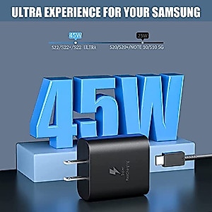 Type C Charger,Samsung 45W USB-C Super Fast Charging Wall Charger for Samsung Galaxy S23/S23 Ultra/S23+ S22 Ultra/S22/S22 Plus/Note 10/10 Plus,S21/Z Fold 4/Z Flip 4,Galaxy Tab S8/S8+/S8 Ultra
