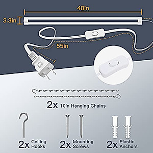BBOUNDER 20-Pack Linkable LED Utility Shop Light, 4 FT, 4000 LM, 6500K Cool Daylight, 48 Inch Integrated Fixture for Garage, 40W Equivalent 250W, Surface + Suspension Mount, White