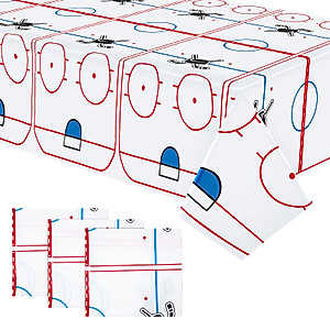 Boao Hockey Tablecloth Ice Hockey Field Table Cover Plastic Tablecloth Dining Room Kitchen Rectangular Table Cover for Patio Picnic Camping Spring Summer Sport Events 54 x 96 Inch, 100g, White(3 Pcs)