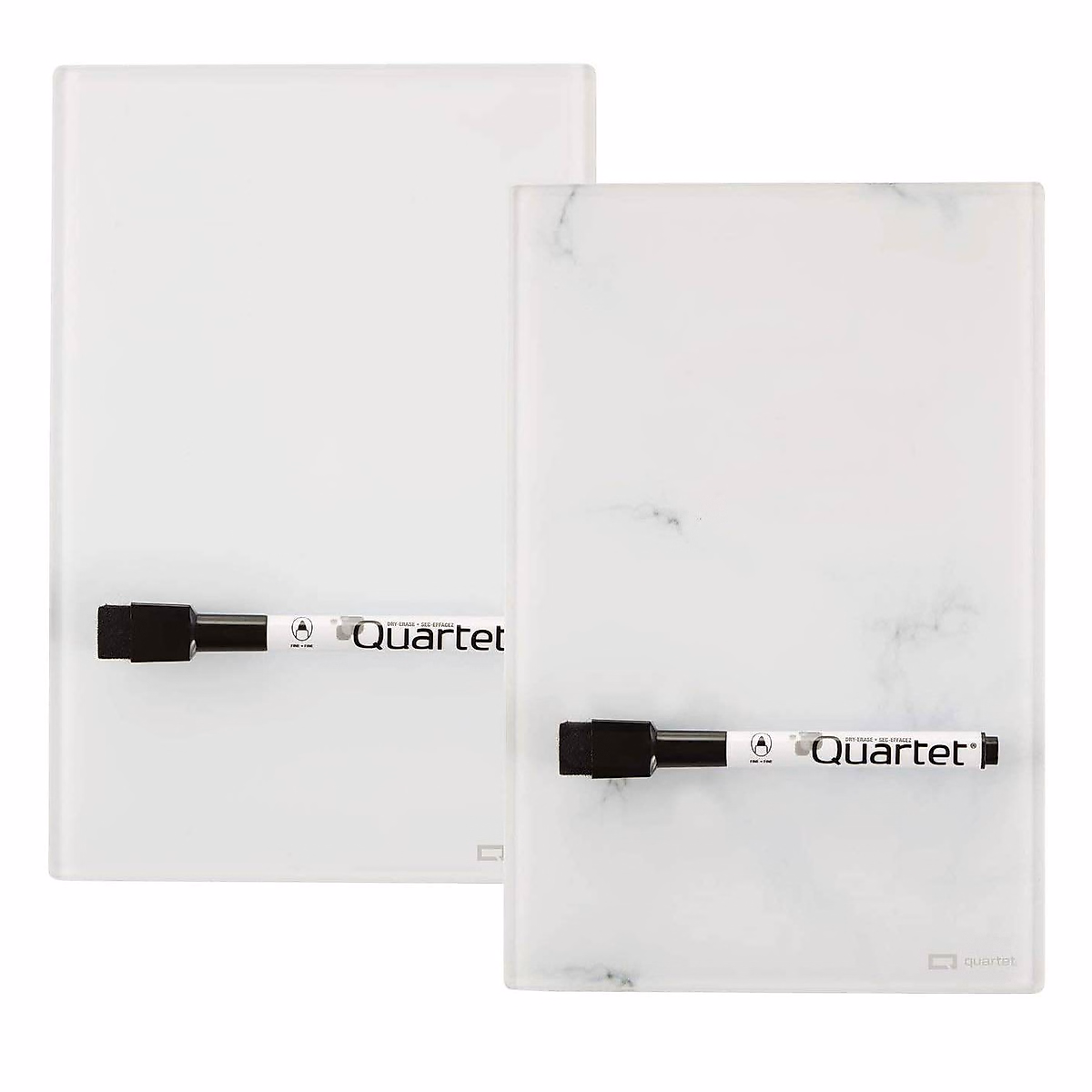 Quartet Glass Desktop Notepad, 9" x 6", Whiteboard, Dry Erase Surface, Marble/White,2 Pack (GDP96)