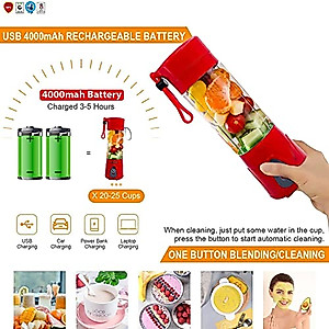 Portable Blender Personal Size Blender USB 4000 mAh Rechargeable with 6 Blades Smoothies,380ML Juicer Cup 5 Core PB 01