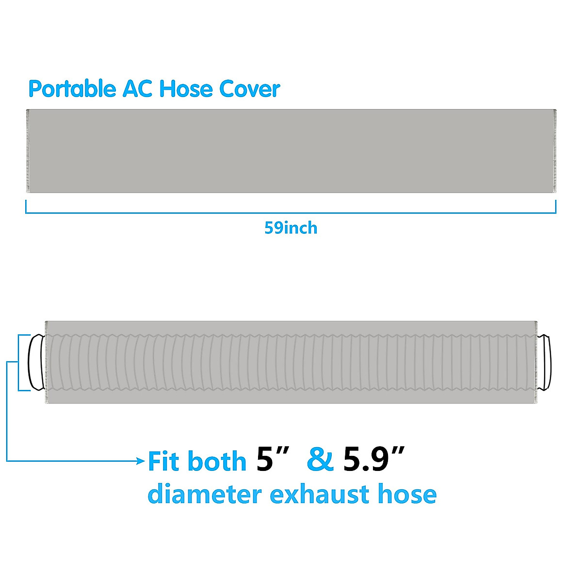 Air Jade Portable Air Conditioner Hose Cover Wrap, Insulated AC Hose Cover Sleeve, Universal Fit Portable AC Exhaust Hose with 5 inch and 5.9 inch Diameter, Gray