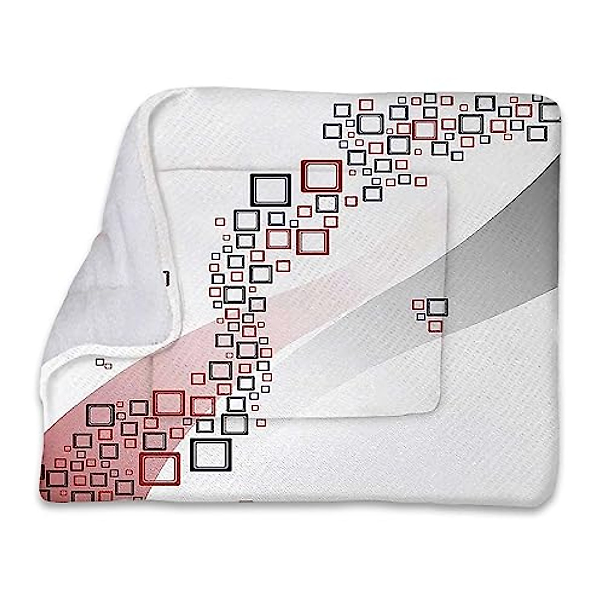 Grey and Red Pets Cat Bed Pet Blanket Thermal Fractal Square Shaped Wavy Two Colored Artwork for Puppy Dog Cat Sofa Cushion Home Rug Keep Warm Sleeping Cover Abstract 19" x 25"