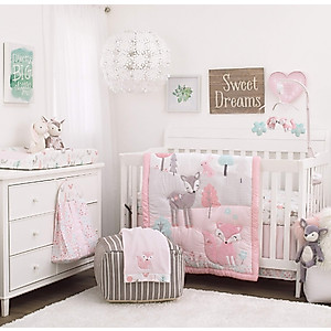 Sweet Forest Friends - Pink, Aqua, Grey and White Super Soft Changing Pad Cover