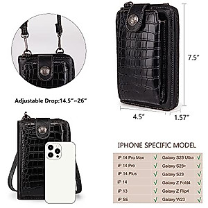 Montana West Crocodile Crossbody Cell Phone Purse For Women Cellphone Wallet Bag Travel Size With Coin Pocket MBB-MWC-174BK