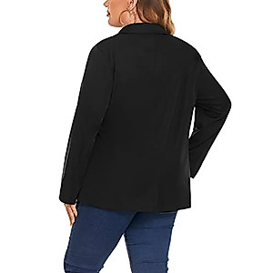 IN'VOLAND Women Plus Size Blazer Casual Open Front Notched Lapel Jackets Blazer Long Sleeve Black