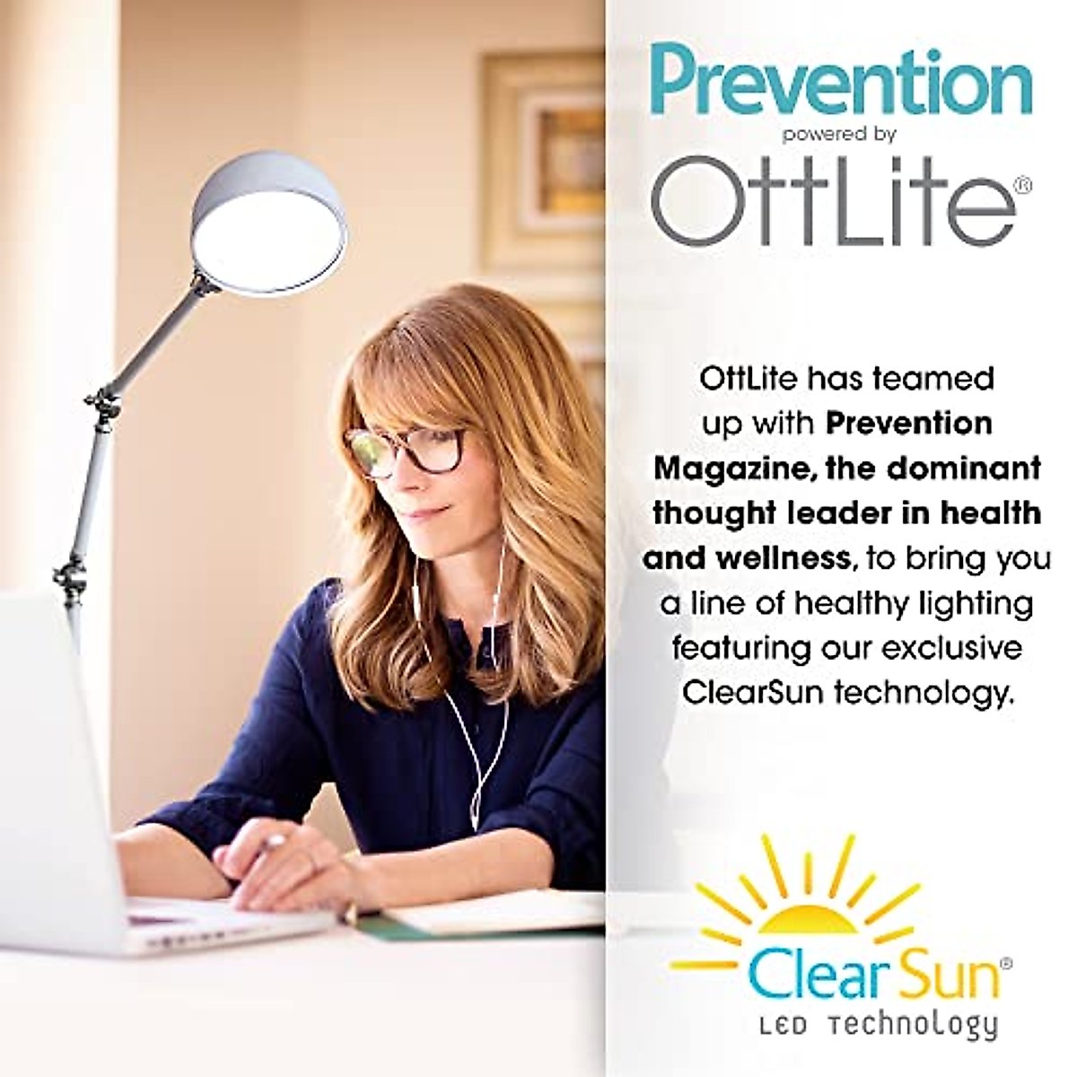 OttLite Pharmacy Adjustable LED Floor Lamp, Prevention Series - Designed to Reduce Eyestrain - 3-Point Adjustable Neck, 3 Brightness Settings with Touch Controls - Office Work, Reading & Studying