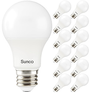 Sunco Lighting 12 LED A19 Light Lamp Bulbs 9W Equivalent 60W, CRI91 E26 Base 3000K White for Living Room Dining Area Bedroom Refrigerator, 850 Lumens, Frosted, Super Bright, Indoor Non-Dimmable UL