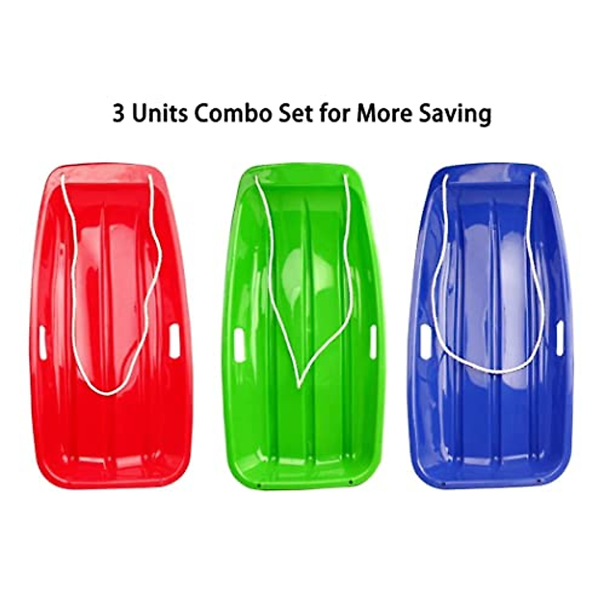 Kingmys® 35x18x4.2 inches Plastic Toboggan Snow Sled for Winter Sledding (Red+Green)