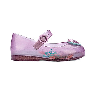 mini melissa Girl's Sweet Love + Disney Princess Mary Jane Jelly Flat for Toddlers & Babies - Jelly Shoes for Little Girls with Adjustable Strap & Side Buckle, Pink/Little Mermaid 7 Toddler M