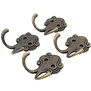 LXZ 4 PCs Antique Brass Wall Mounted Double Prong Hooks - Dual Prong Wall Hooks - Hat Hangers Robe Hooks for Scarf, Bag, Towel, etc
