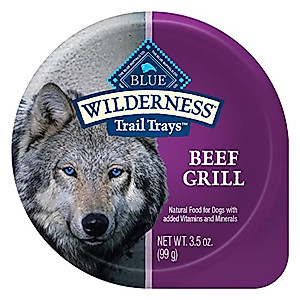 Blue Buffalo Wilderness Trail Trays High Protein, Natural Adult Wet Dog Food Cups, Beef Grill 3.5-oz (Pack of 12)